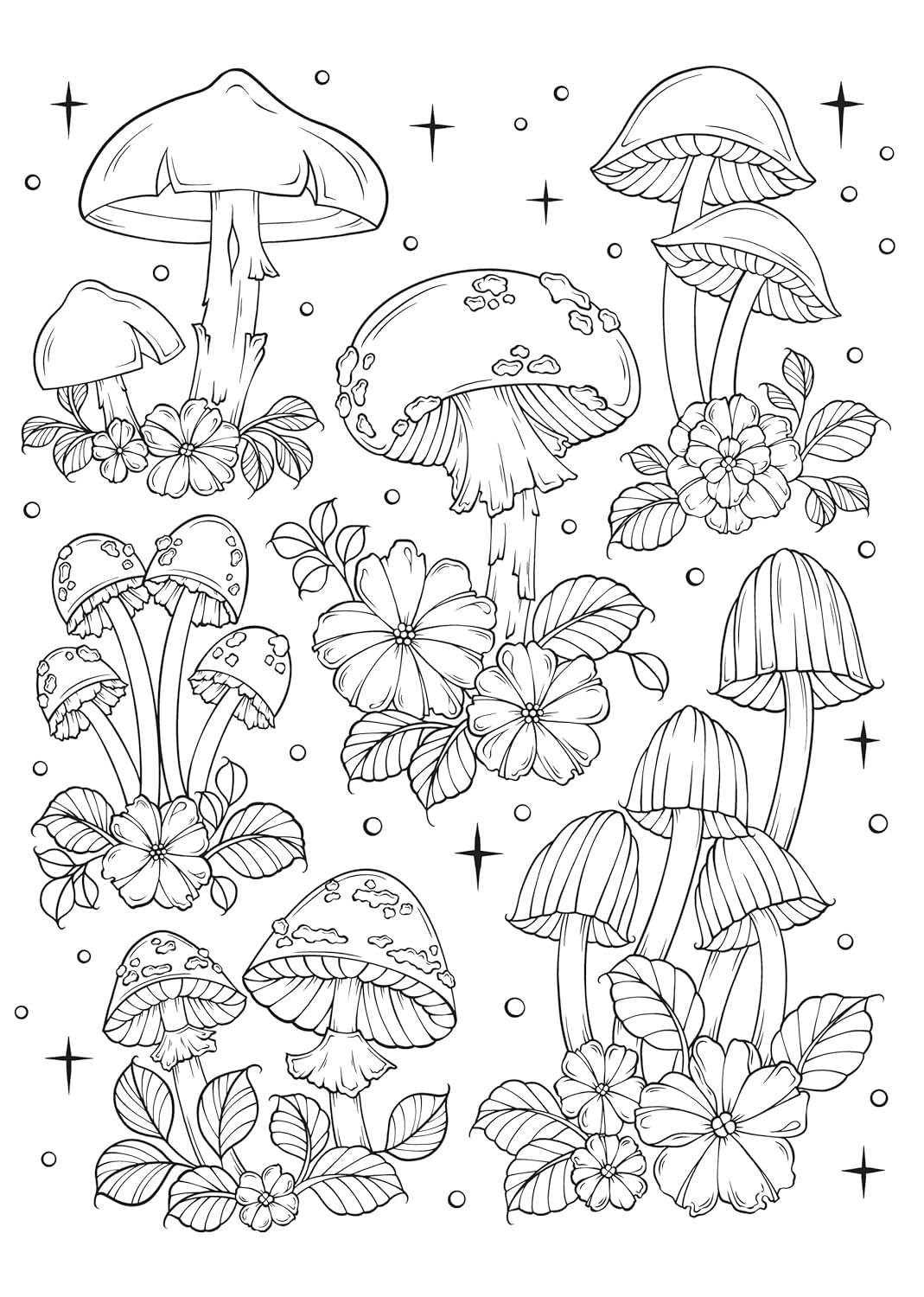 mushroom coloring book for kids