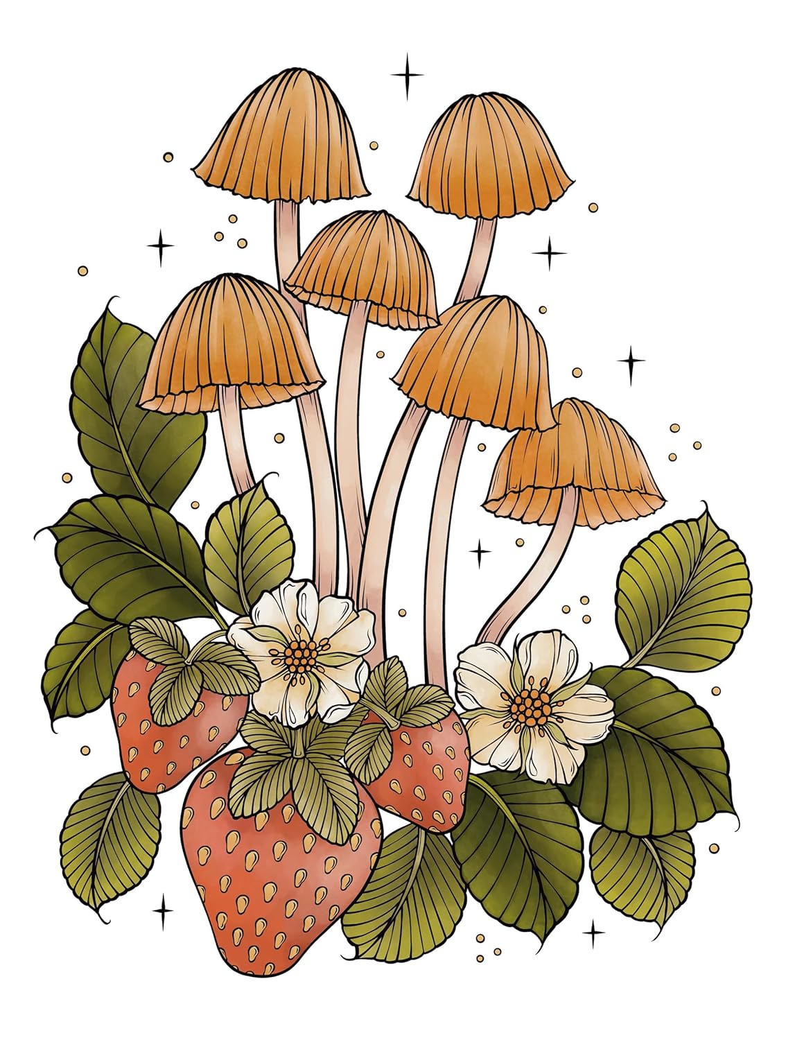 mushrooms coloring book