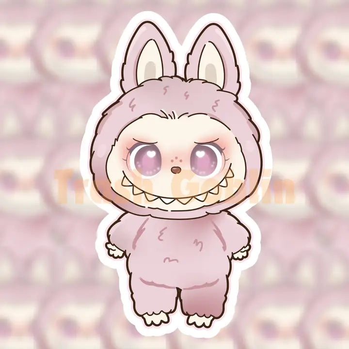 Labubu Pastel Pink Die Cut Sticker – www.shoptherocket.com