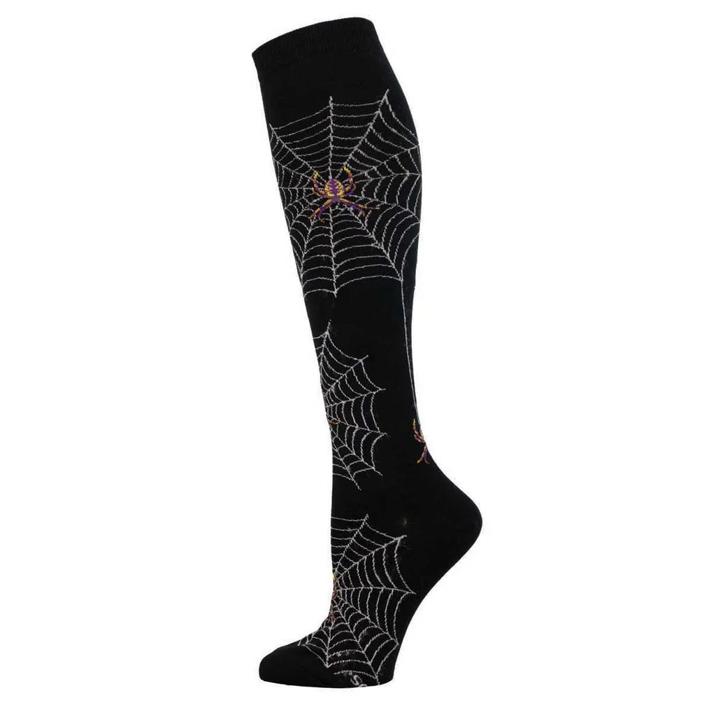 Spider Webs Women's Knee High Socks Black – www.shoptherocket.com